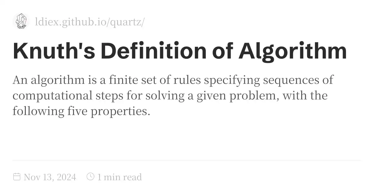 Knuth's Definition of Algorithm