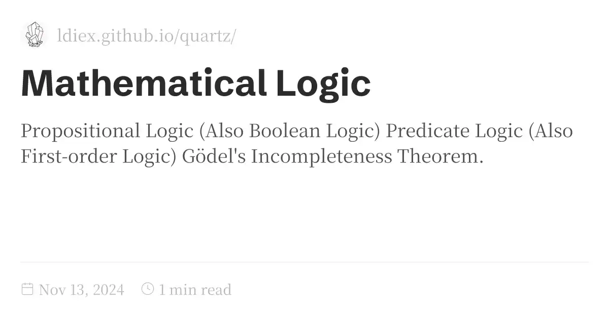 Mathematical Logic