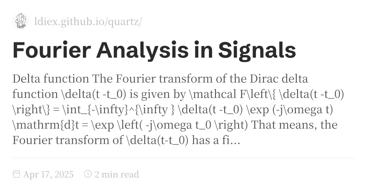 Fourier Analysis In Signals