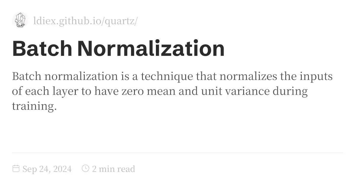 Batch Normalization Batch Normalization