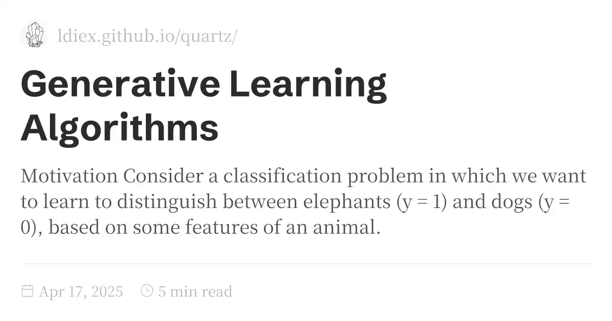 Generative Learning Algorithms