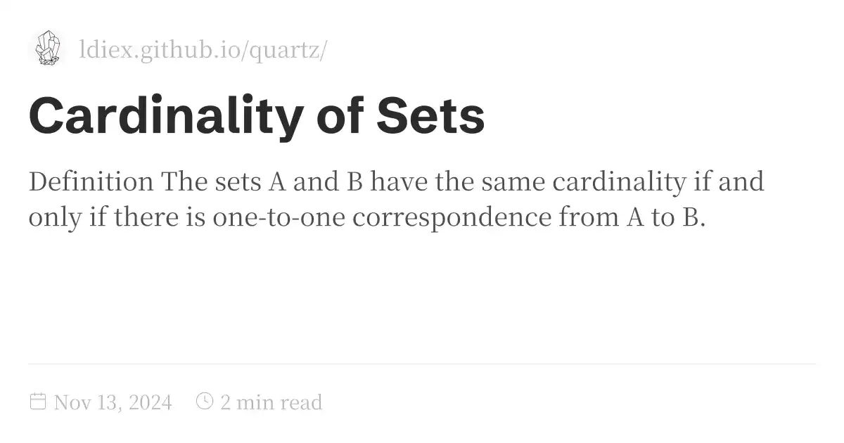 Cardinality of Sets