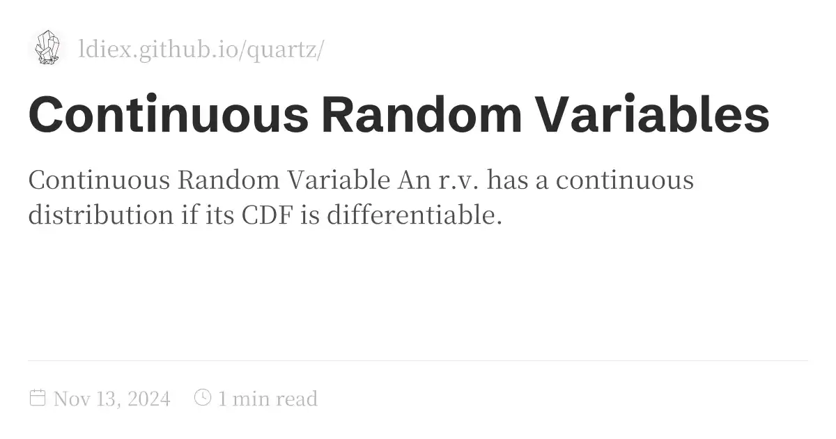 Continuous Random Variables