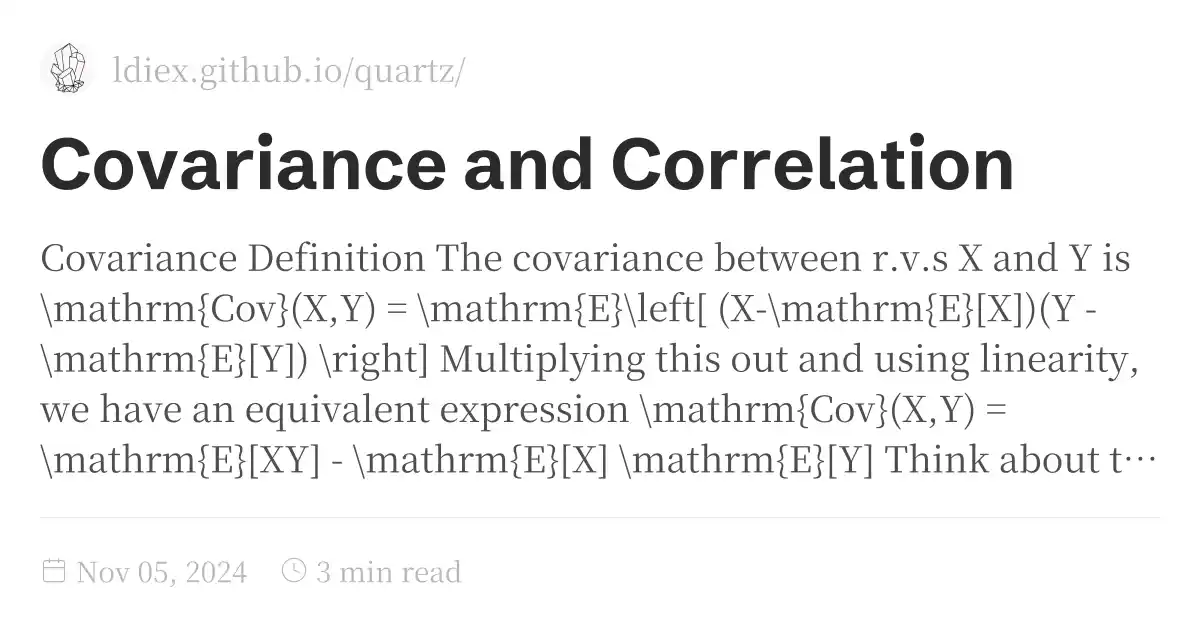 Covariance And Correlation