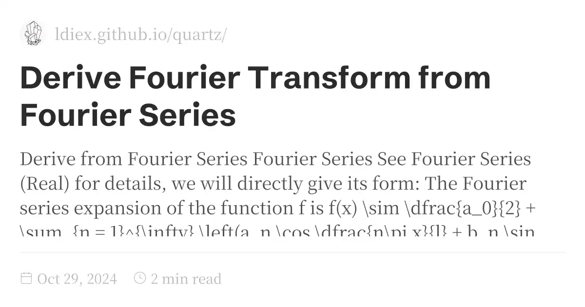 Derive Fourier Transform from Fourier Series