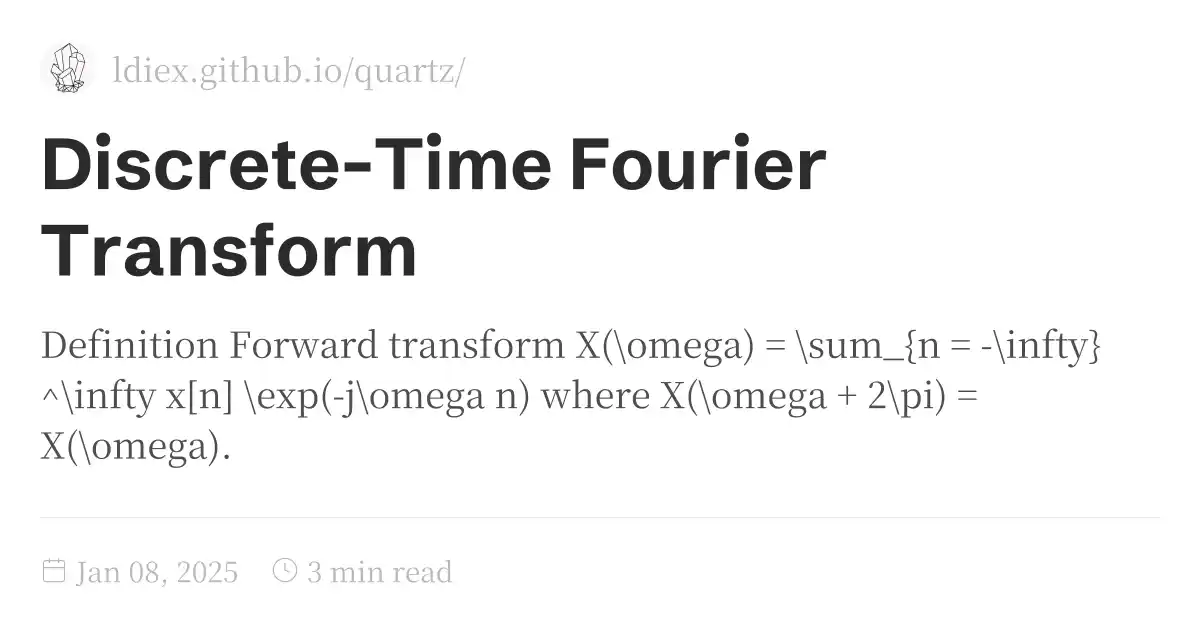 Discrete-Time Fourier Transform