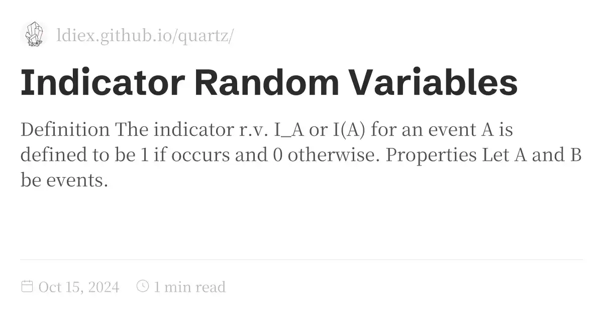 Indicator Random Variables