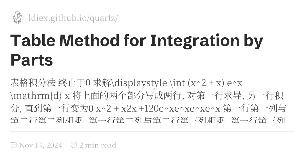Table Method for Integration by Parts