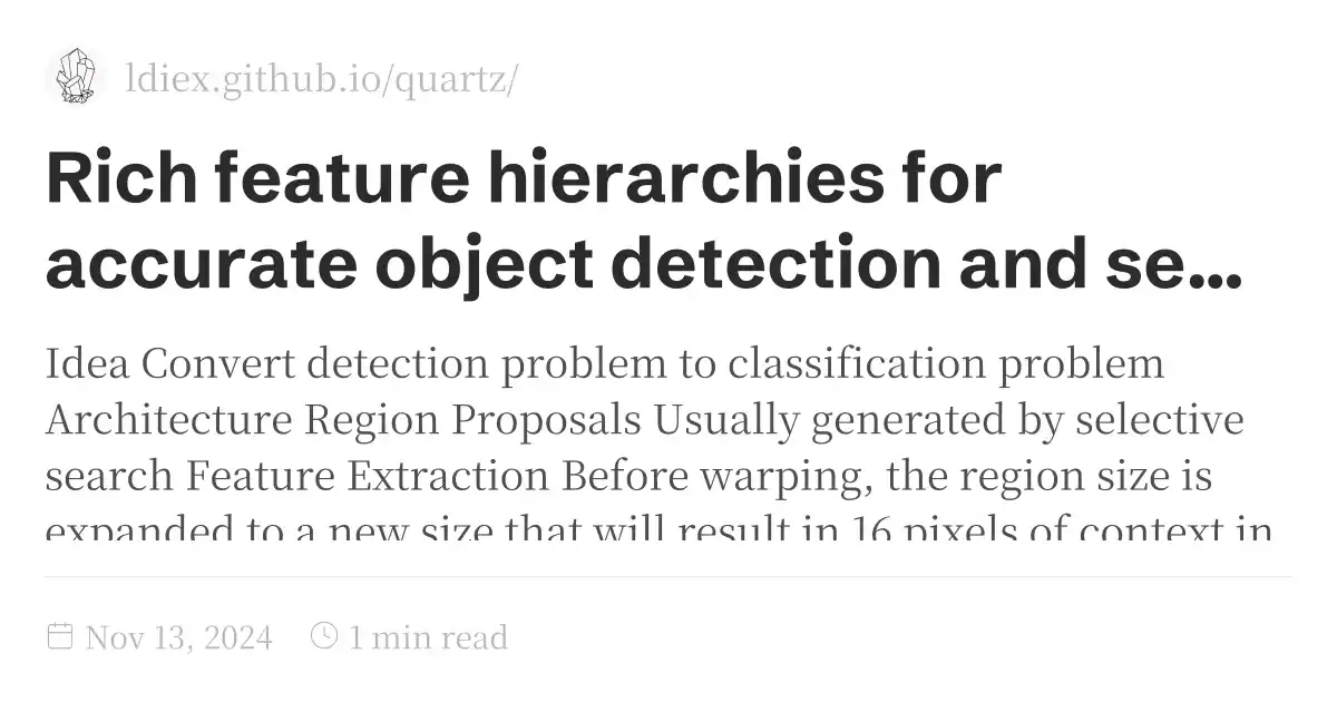Rich Feature Hierarchies For Accurate Object Detection And Semantic